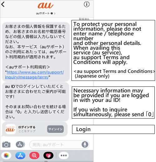 Inquire through message | Customer Support | au