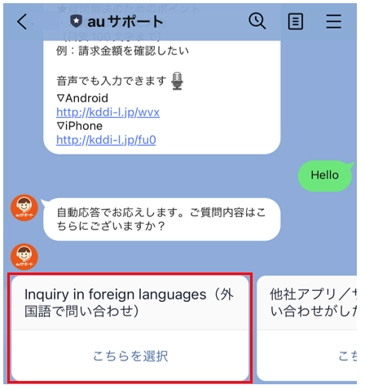 Inquire through Chat | Customer Support | au