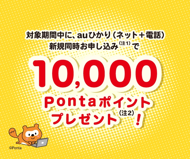 【au Style/auショップ・トヨタ au取扱店・UQスポット限定】＜auひかりスタート特典＞Pontaポイントプレゼント | 終了した キャンペーン・割引特典：インターネット回線 | au
